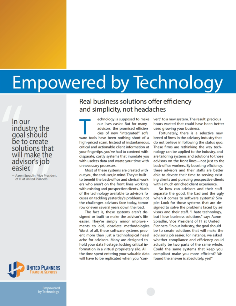 Empowered by Technology – United Planners